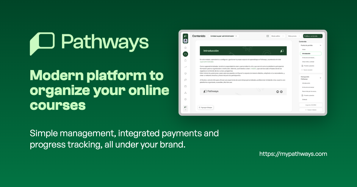 Pathways: create, sell and manage online and in‑person courses
